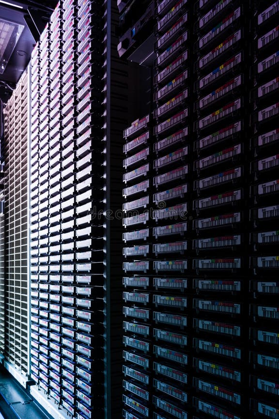 Cluster of Hard Drives Stacked Inside Data Storage Cabinet Stock Photo ...