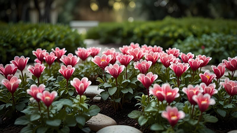 A Cluster of Heart-shaped Flowers in a Minimalist Garden Setting Stock ...