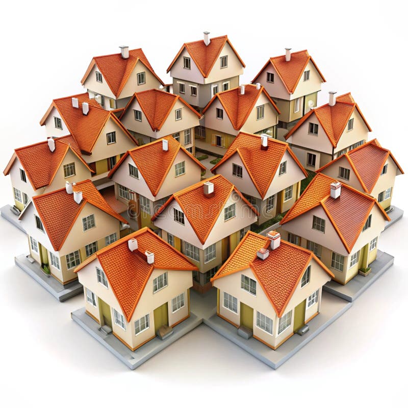 Cluster Housing Isolated on White Background Stock Illustration ...