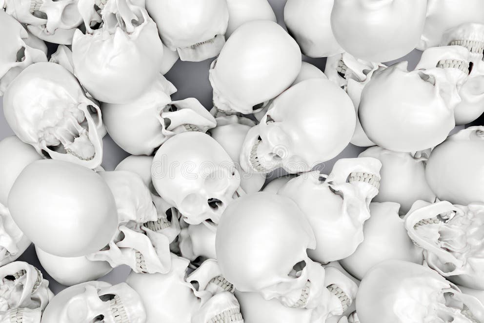 Cluster of Human Skulls Background Stock Illustration - Illustration of ...