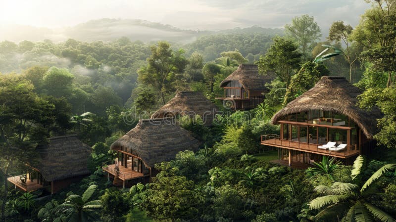 Group of Huts Amidst Forest Stock Photo - Image of group, countryside ...