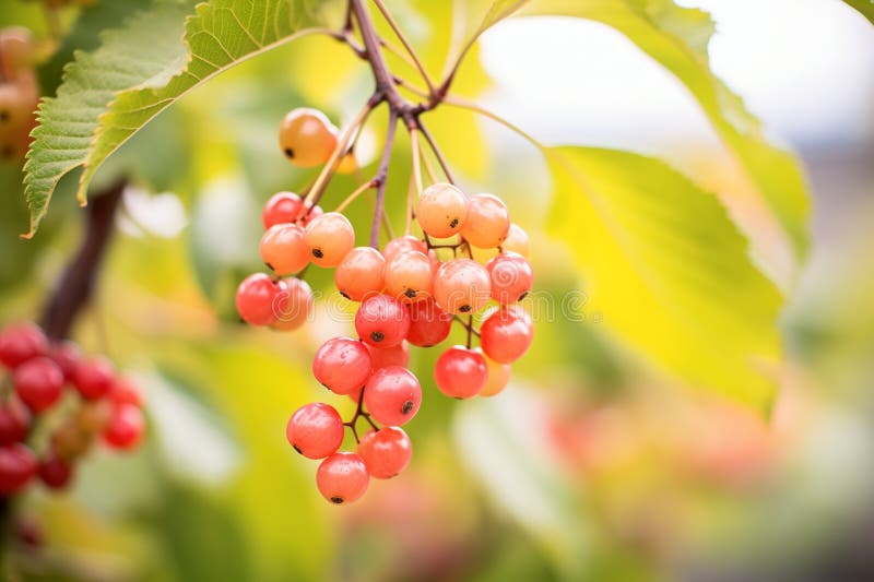 Cluster of Hybrid Cherry Varieties on a Vine Stock Photo - Image of ...
