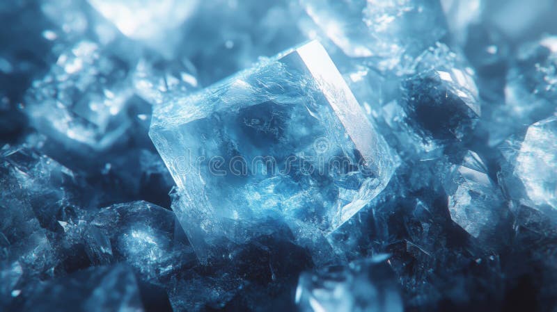 A Cluster of Icy Blue Crystals Glimmering Stock Illustration ...