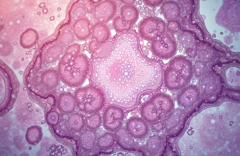 Cluster of Individual Cells, Round Shape, Pink Hue. Cellular ...