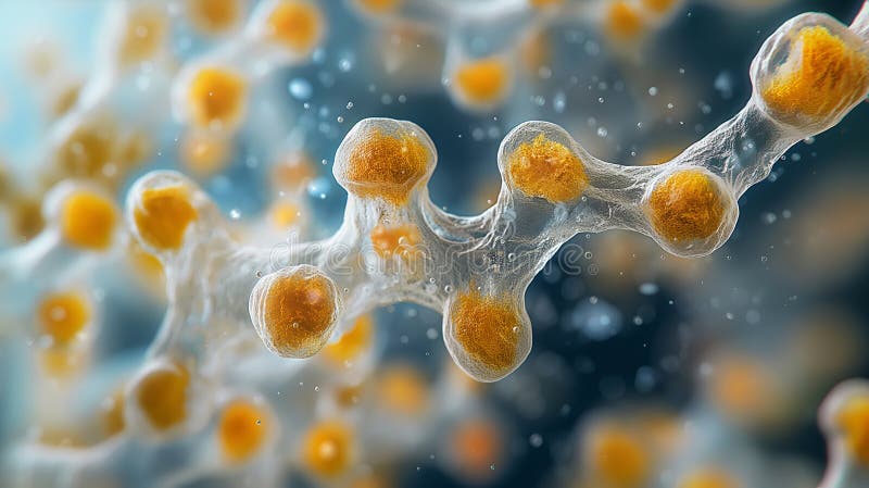 Cluster of Interconnected Cellular Structures Surrounded by Blue Liquid ...