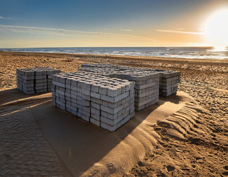 A Cluster of Interlocking Concrete Pavers Placed Loosely on a Sandy ...