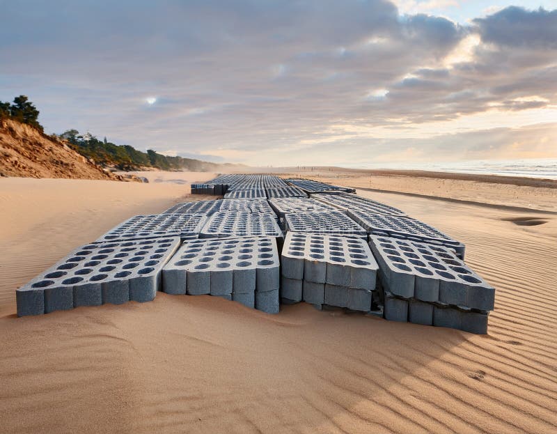 A Cluster of Interlocking Concrete Pavers Placed Loosely on a Sandy ...