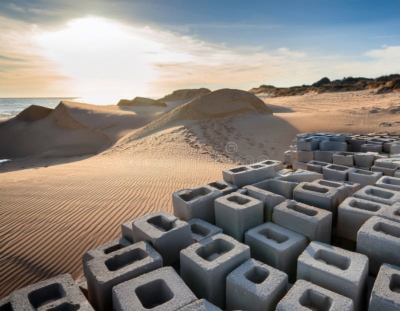 A Cluster of Interlocking Concrete Pavers Placed Loosely on a Sandy ...