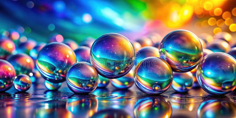 A Cluster of Iridescent Spheres Reflects Vibrant Colors, Creating a ...
