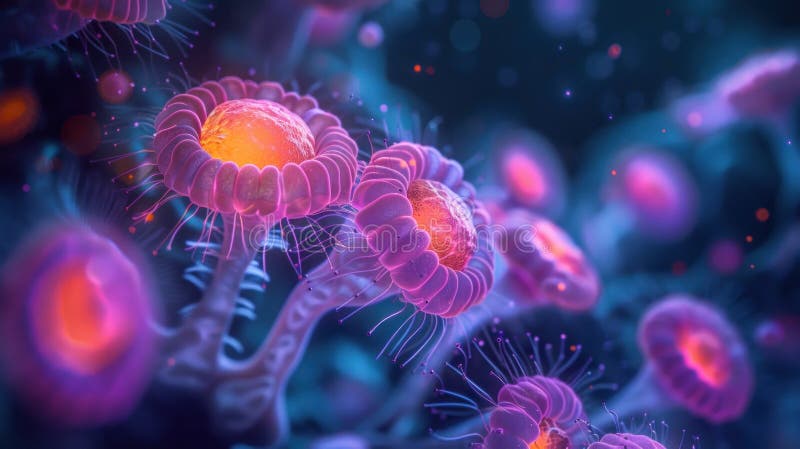 Cluster of Jellyfish Under Microscope Stock Photo - Image of animals ...
