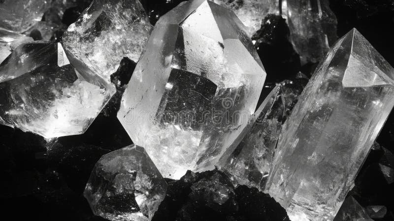 Cluster of Large Clear Quartz Crystals Stock Illustration ...