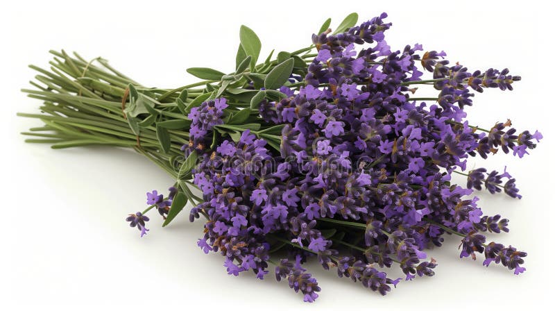 Cluster of Lavender Flowers Set Against a Plain White Backdrop Stock ...