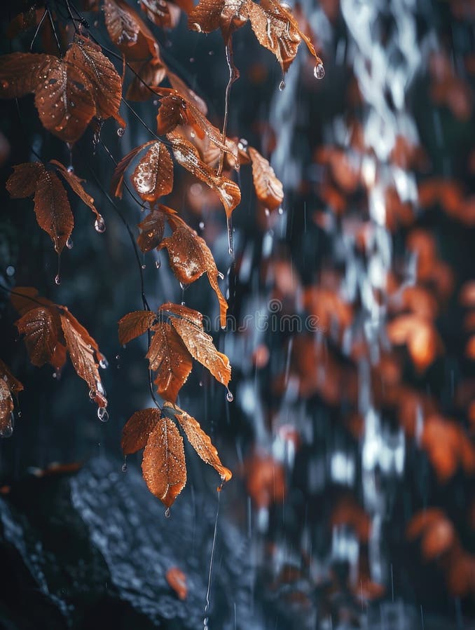 A Cluster of Leaves Hangs from a Tree Branch, with Some Leaves Falling ...