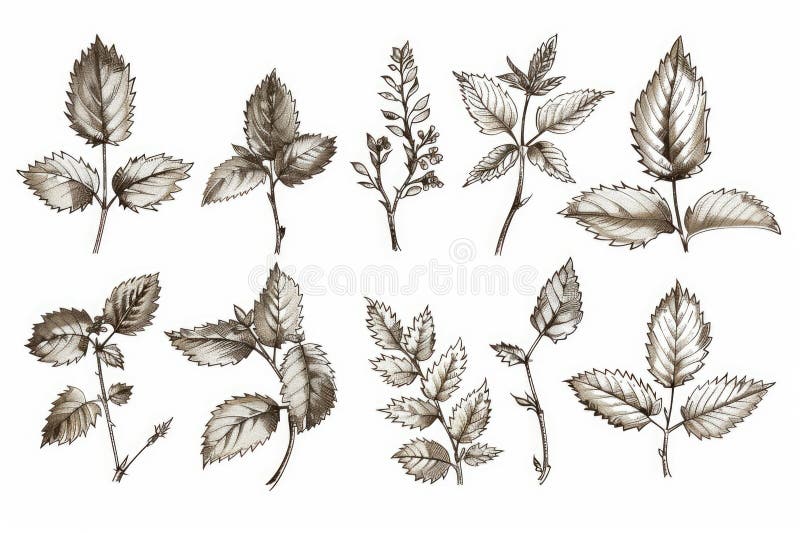 A Cluster of Leaves Side by Side. Suitable for Botanical or Nature ...