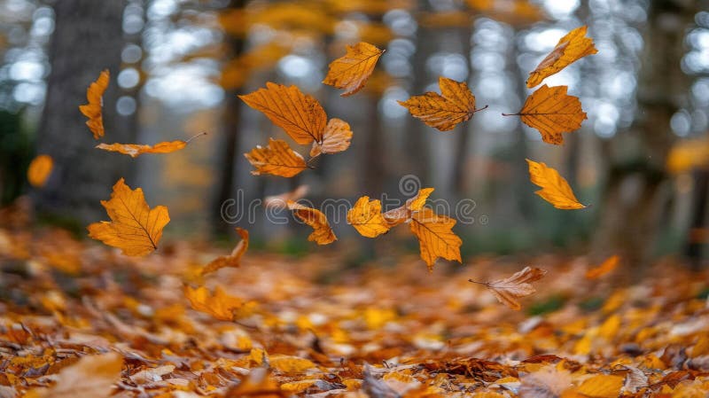 A Cluster of Leaves are Suspended in Mid-air Stock Image - Image of ...