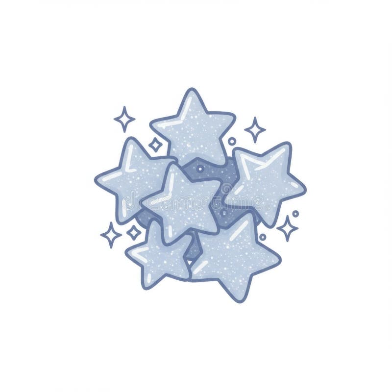 Cluster of Light Blue Glittering Stars on White Background Stock ...