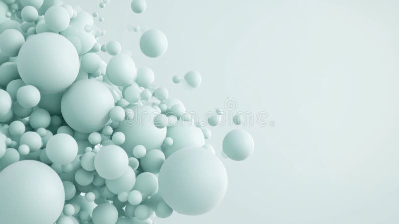 A Cluster of Light Blue Spheres in Various Sizes and Orientations ...
