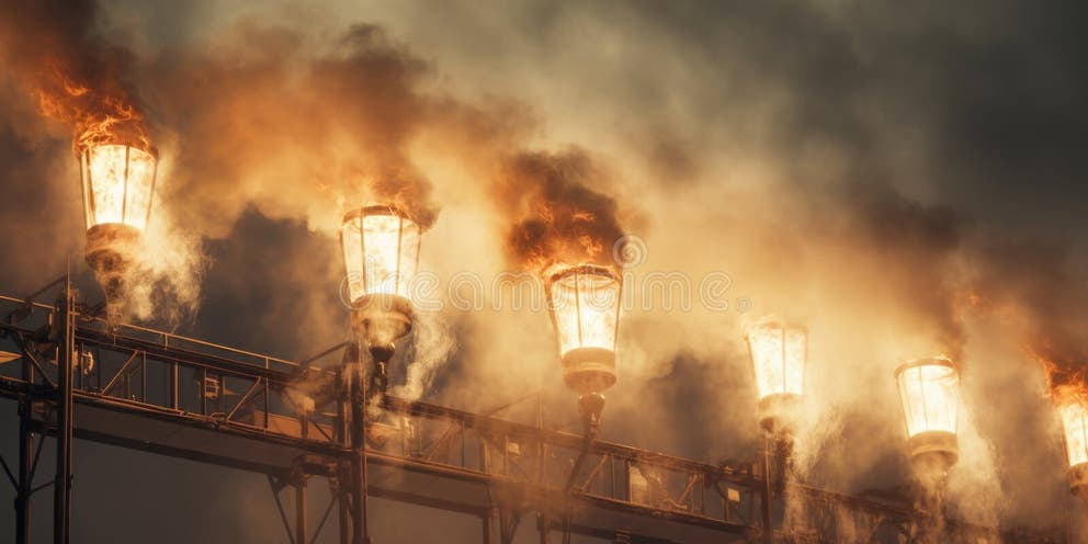 A Cluster of Light Bulbs on Fire, Creating a Mesmerizing Display ...