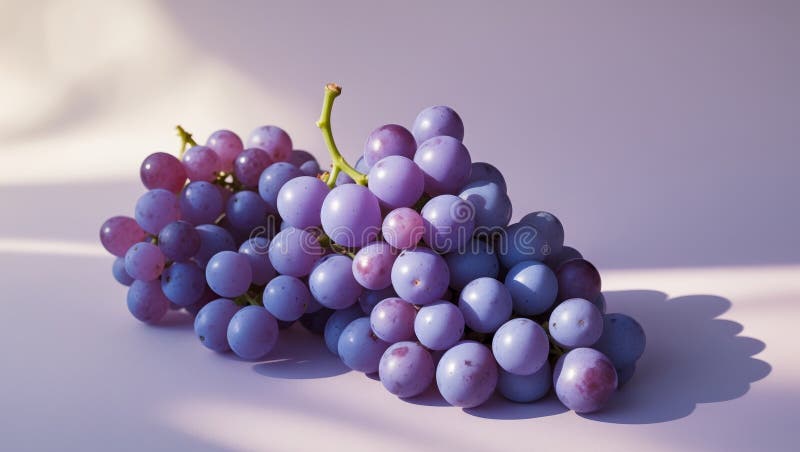 A Cluster of Lush Blue Grapes on a Lavender Background Stock ...