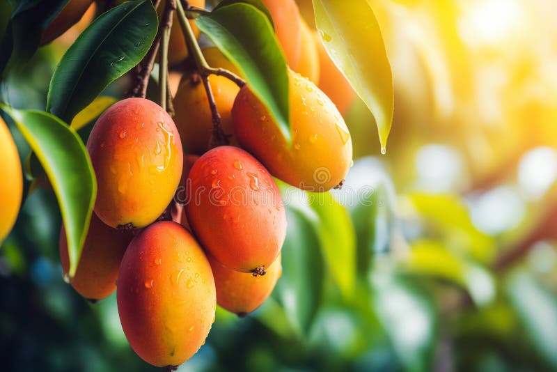 Cluster of Mango Fruit Hanging from Tree. Shallow Depth of Feld Stock ...