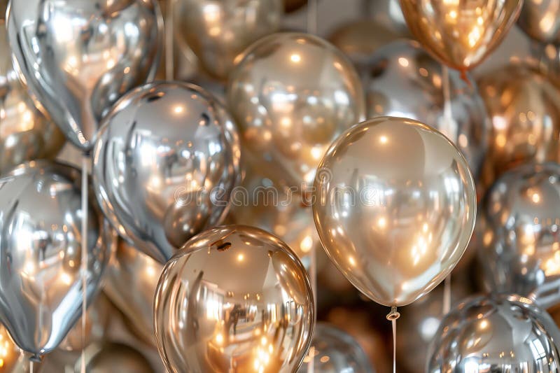 Cluster of Metallic Balloons Reflecting Light and Creating a Shimmering ...