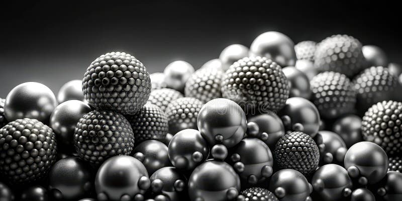 A Cluster of Metallic Spheres, Some Smooth and Others Textured, Create ...