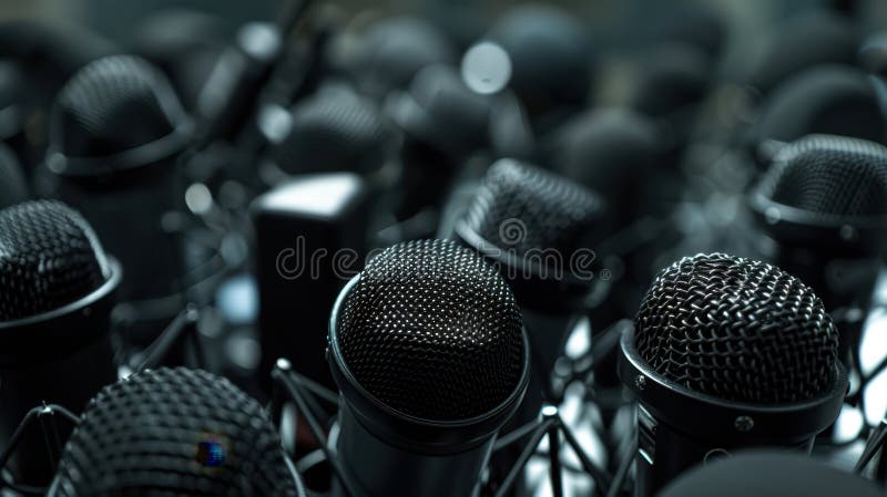 The Cluster of Microphones.AI Generated Image Stock Photo - Image of ...