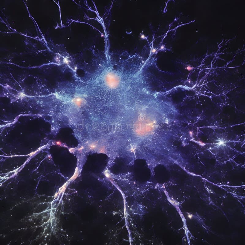 A Cluster of Neuron Floats and Branches Out with Axons and Dendrites of ...