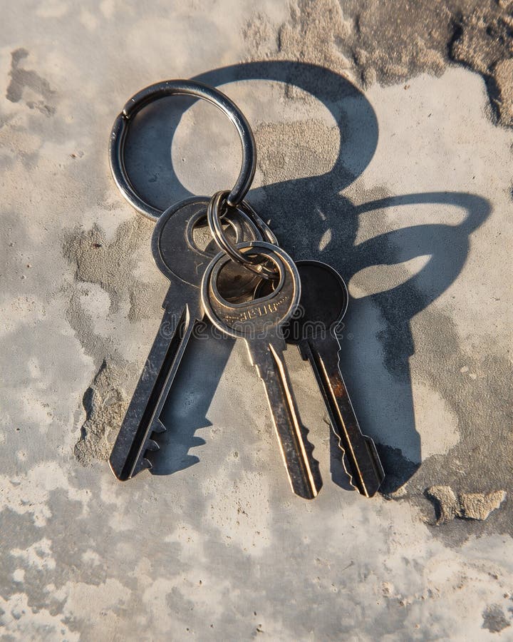 Old Metal Keys on Concrete with Shadow Ai Stock Illustration ...