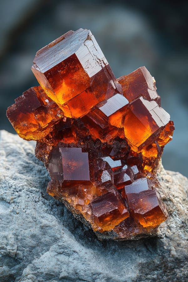 A Cluster of Orange Crystals Sits Atop a Rocky Outcropping Stock Image ...