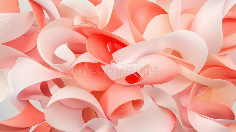 A Cluster of Overlapping, Curved, and Layered Pink and Peach Ribbons ...