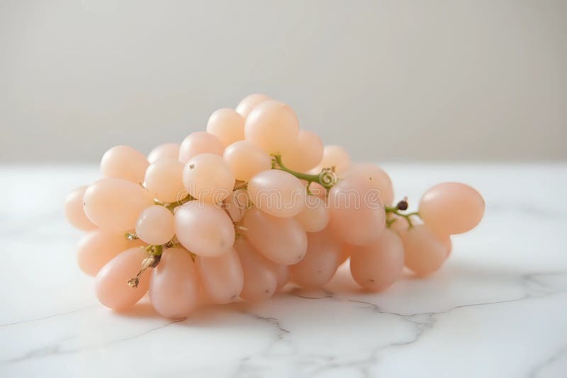 A Cluster of Pastel-colored Grapes, Rests on a Smooth, White Marble ...
