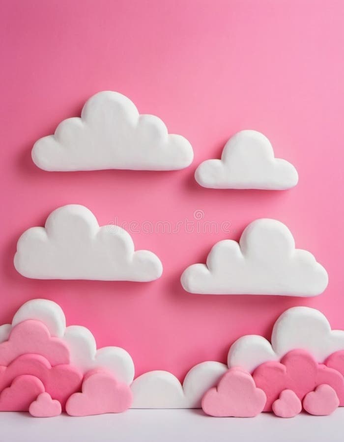 Cluster of Pink Clouds Arranged in Circular Formation Against Solid ...