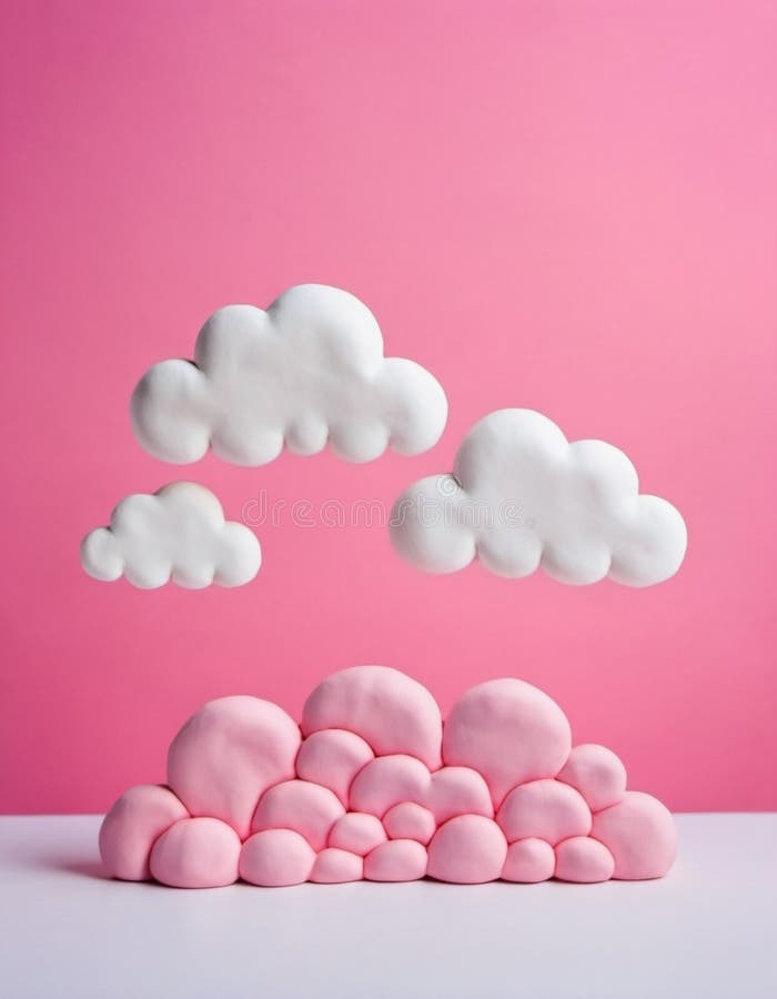 Cluster of Pink Clouds Arranged in Circular Formation Against Solid ...