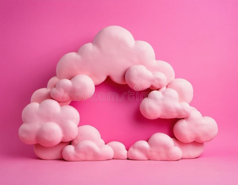 Cluster of Pink Clouds Arranged in Circular Formation Against Solid ...