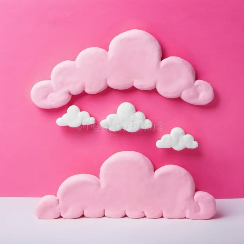 Cluster of Pink Clouds Arranged in Circular Formation Against Solid ...