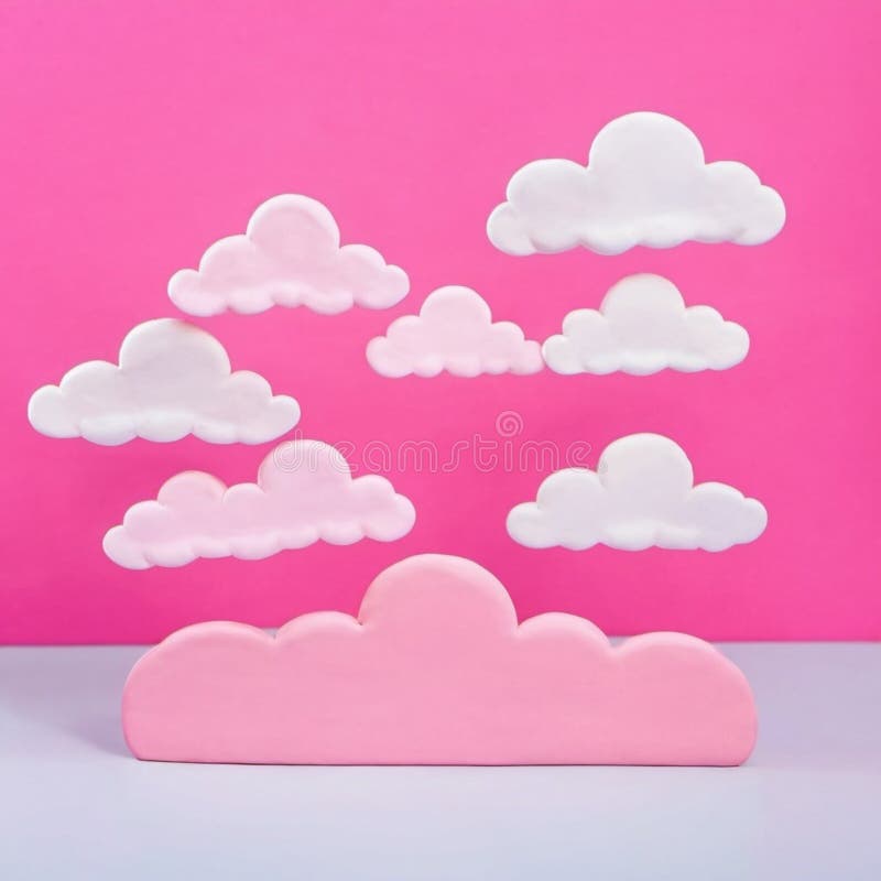 Cluster of Pink Clouds Arranged in Circular Formation Against Solid ...