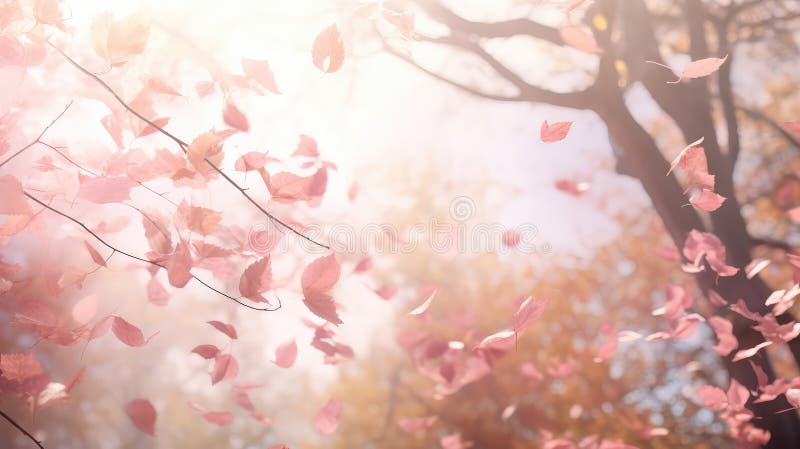 Cluster pink fall leaves stock illustration. Illustration of atmosphere ...