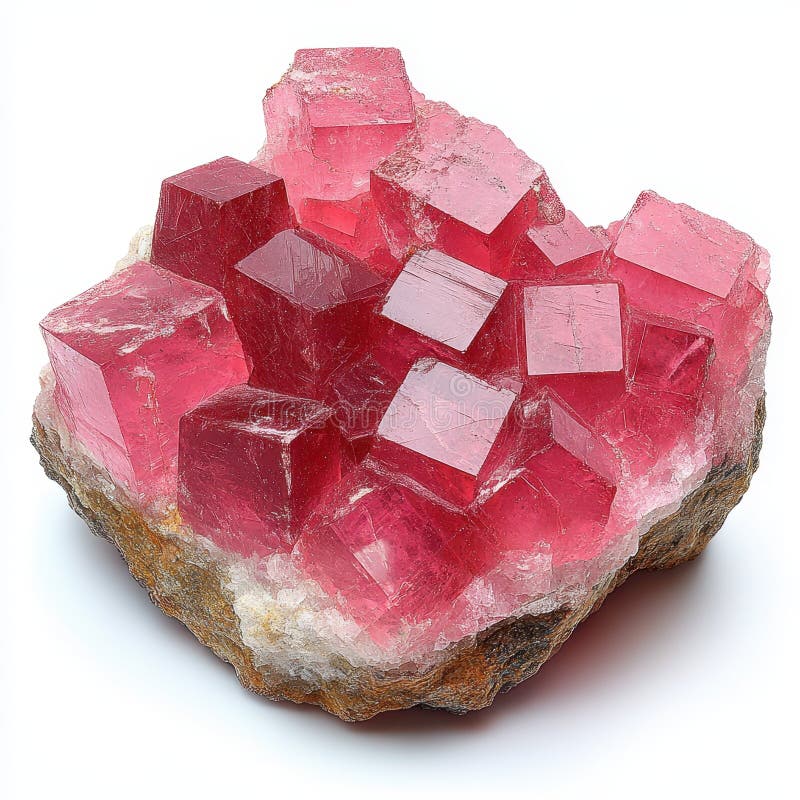 Morganite Mineral Cluster on a White Background, Showcasing Natural ...