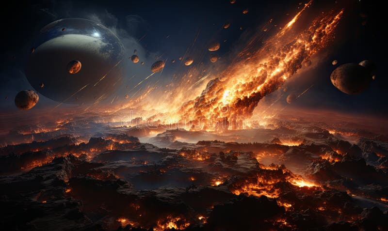 Cluster of Planets Hovering in the Sky Stock Image - Image of galaxy ...