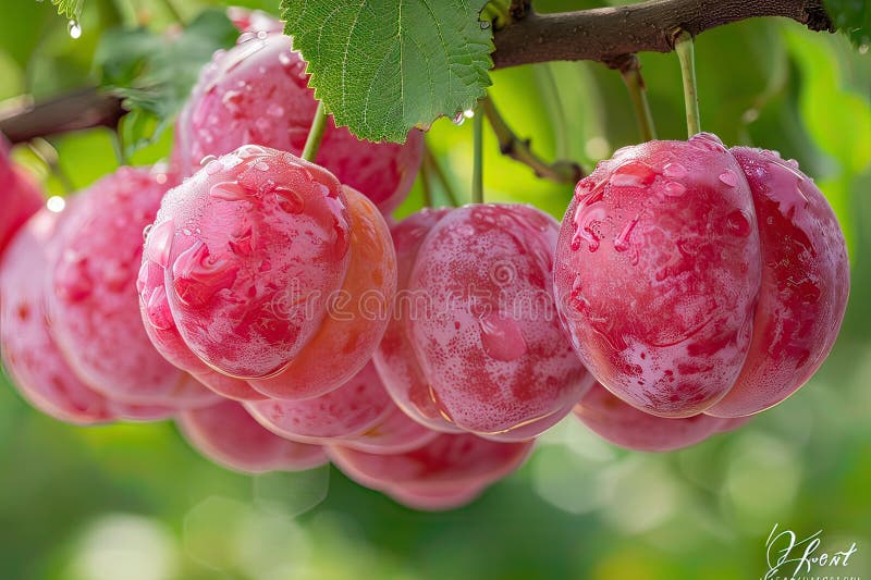 A Cluster of Plums, a Fruit and Natural Food, Rest on the Table Stock ...