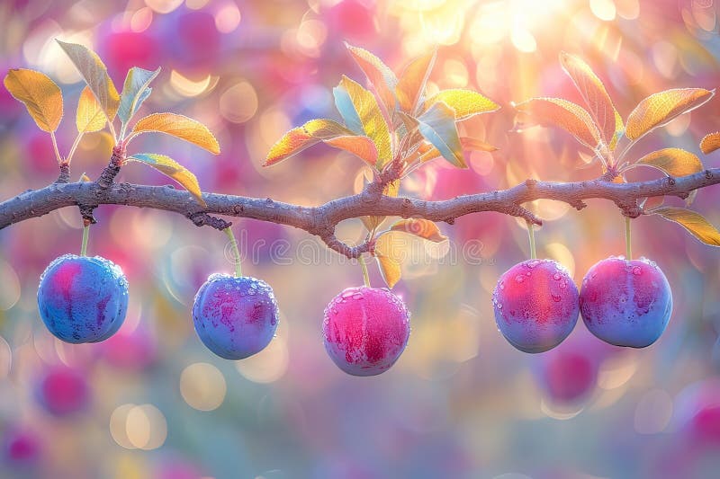 A Cluster of Plums, a Fruit and Natural Food, Rest on the Table Stock ...