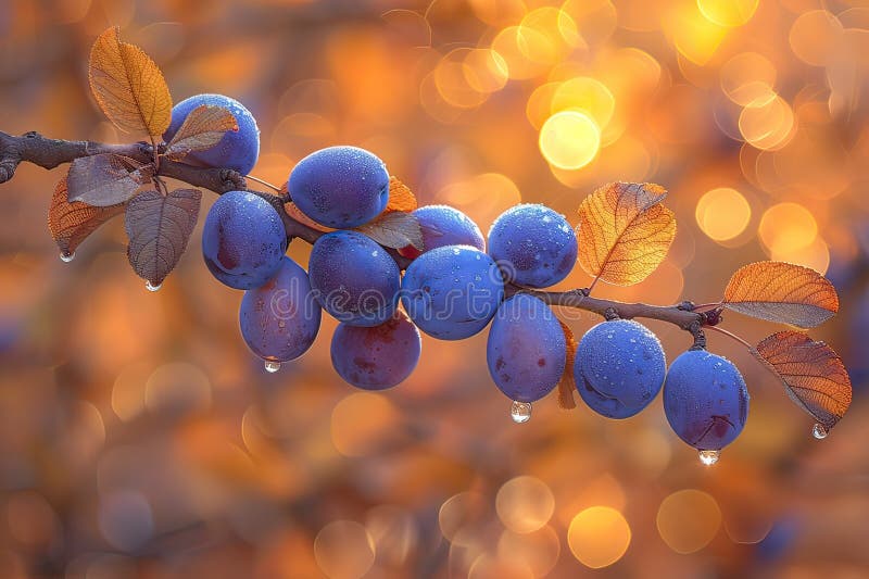 A Cluster of Plums, a Fruit and Natural Food, Rest on the Table Stock ...