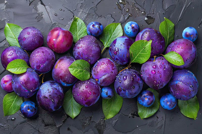 A Cluster of Plums, a Fruit and Natural Food, Rest on the Table Stock ...