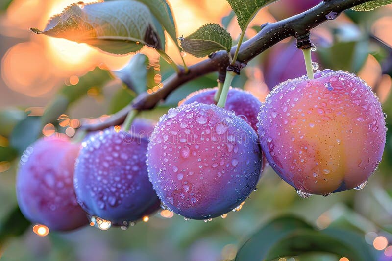 A Cluster of Plums, a Fruit and Natural Food, Rest on the Table Stock ...