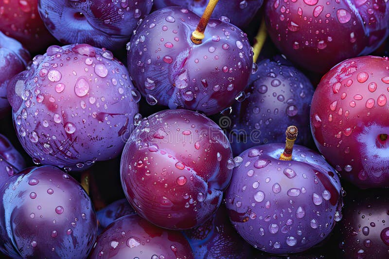 A Cluster of Plums, a Fruit and Natural Food, Rest on the Table Stock ...