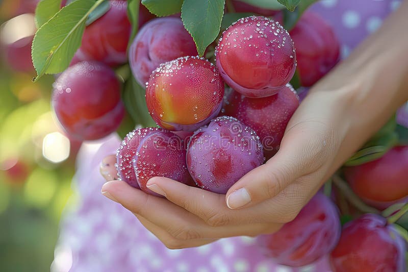 A Cluster of Plums, a Fruit and Natural Food, Rest on the Table Stock ...