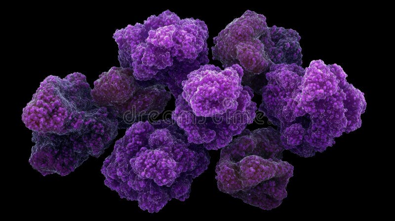 A Cluster of Purple, Amorphous Shapes Against a Black Background. Stock ...