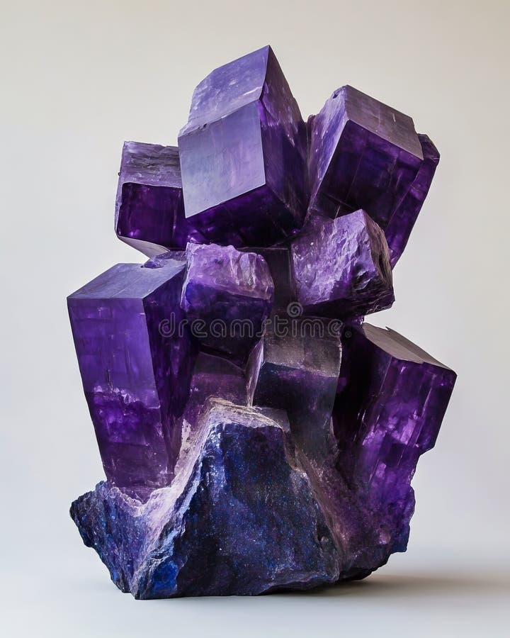 A Cluster of Purple Crystals on a White Surface Stock Photo - Image of ...