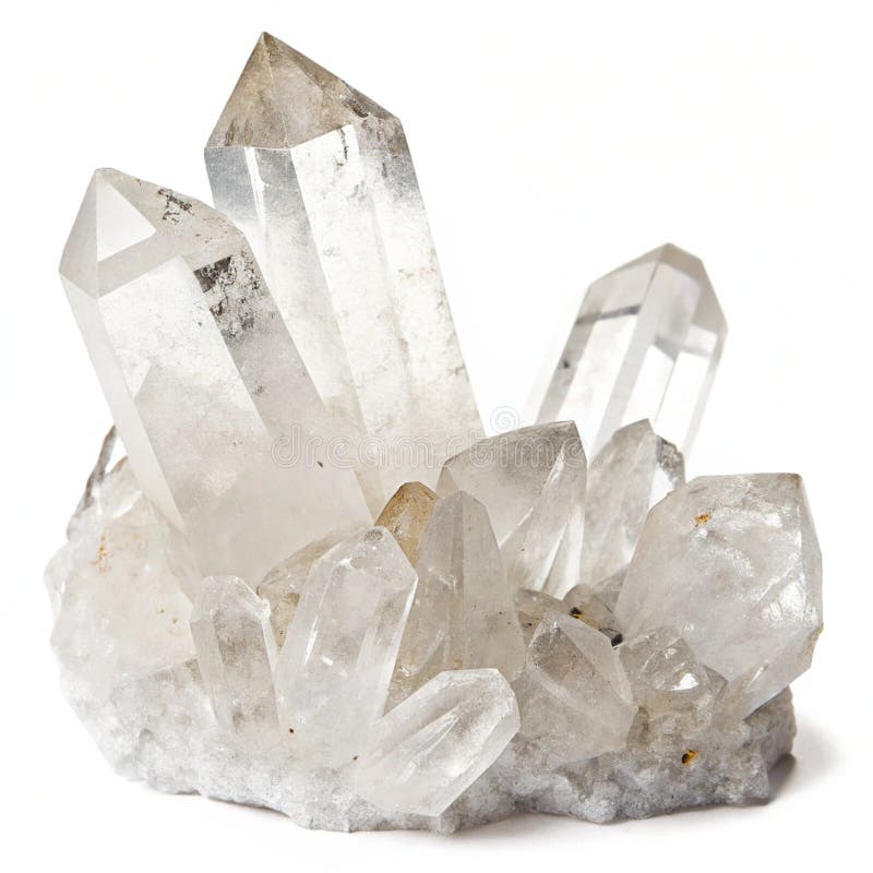 Cluster of Quartz Crystals Isolated on White Background Stock ...